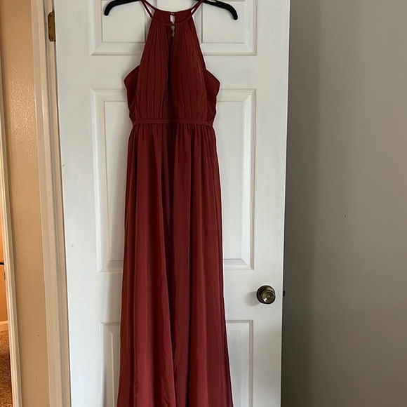 Azazie | Dresses | Azazie Formal Rust Halter Maxi Dress | Poshmark